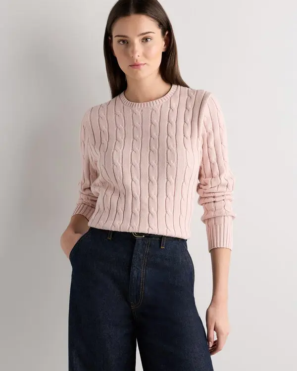 Quince Organic Cotton Sweater - Shell Pink