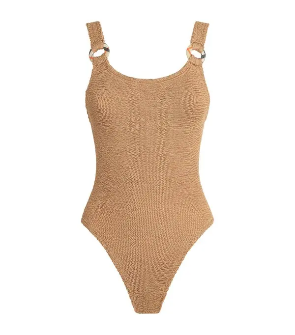 BURBERRY X HUNZA G Hunza G X Burberry Domino One Piece Swimsuit - Brown