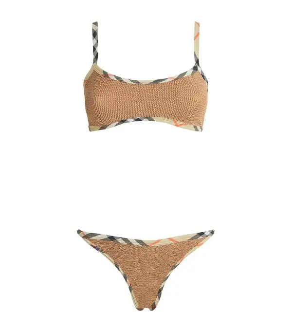 BURBERRY X HUNZA G Hunza G X Burberry Checked Trim Bikini