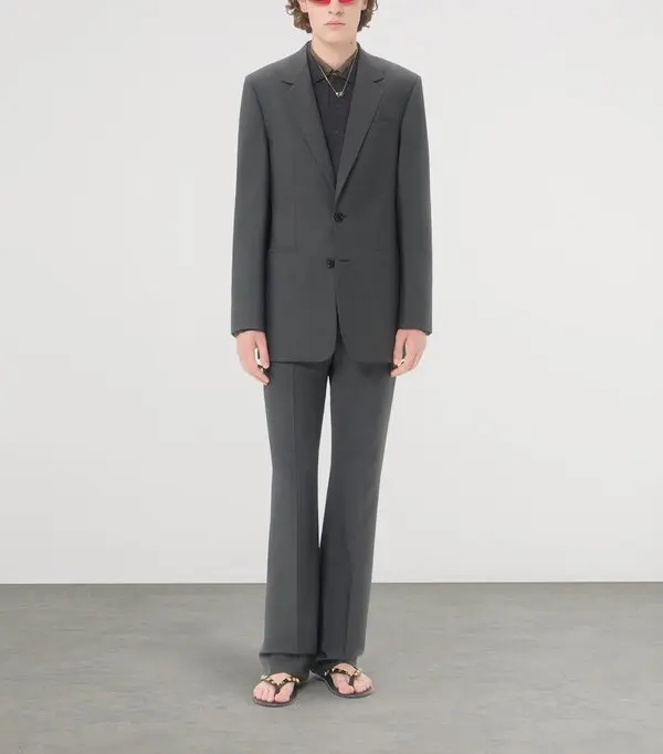 Valentino Garavani Wool-mohair Pleated Trousers - Grey