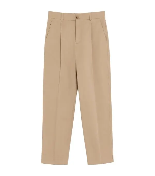 Valentino Garavani Cotton Pleated Trousers - Beige