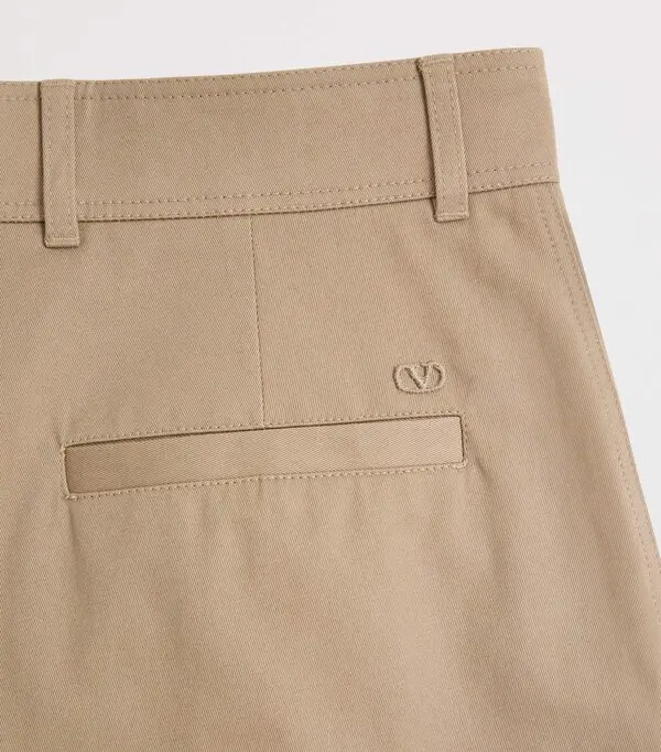 Valentino Garavani Cotton Pleated Trousers - Beige