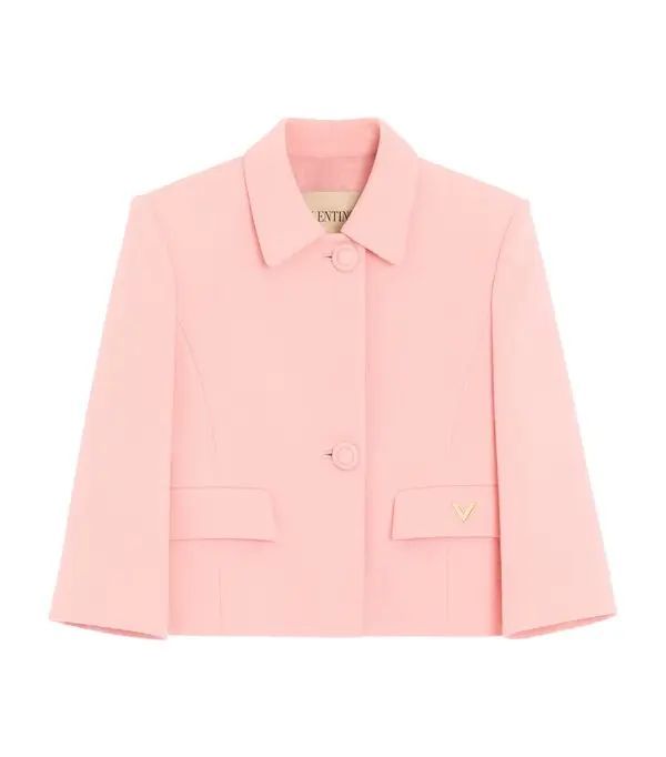 Valentino Garavani Wool Crepe Cropped Blazer