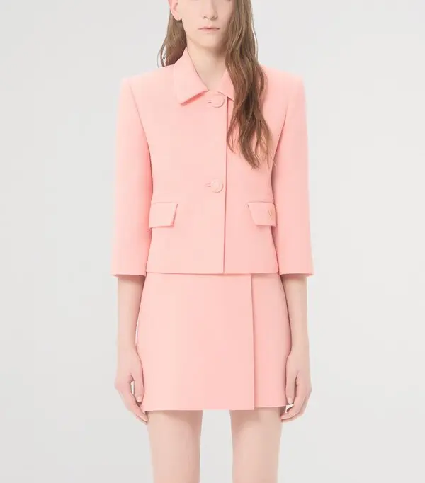 Valentino Garavani Wool Crepe Cropped Blazer