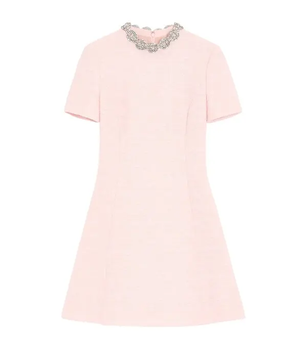 Valentino Garavani Tweed Embellished Mini Dress - Pink