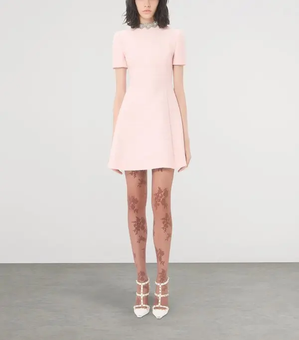 Valentino Garavani Tweed Embellished Mini Dress - Pink