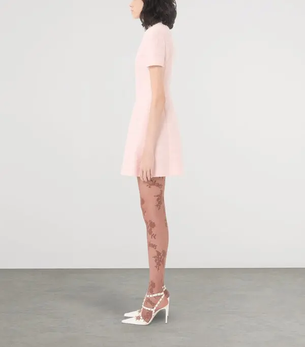 Valentino Garavani Tweed Embellished Mini Dress - Pink