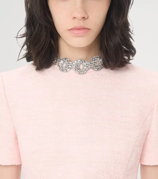 Valentino Garavani Tweed Embellished Mini Dress - Pink