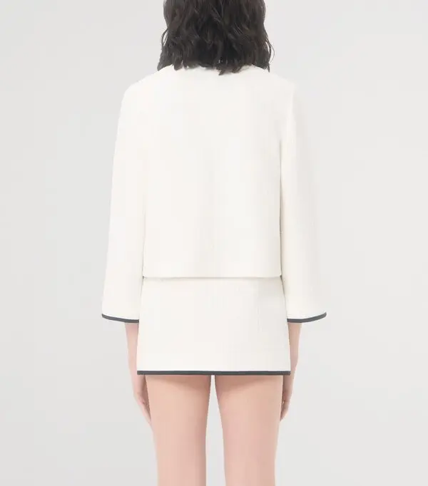 Valentino Garavani Cropped Cotton Tweed Jacket With Contrast Trim - Ivory