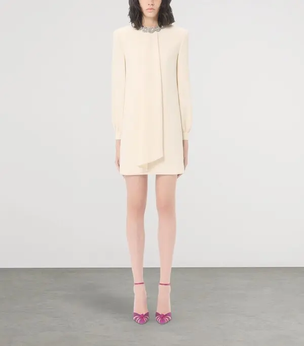 Valentino Garavani Silk Cady Embroidered Mini Dress - Nude