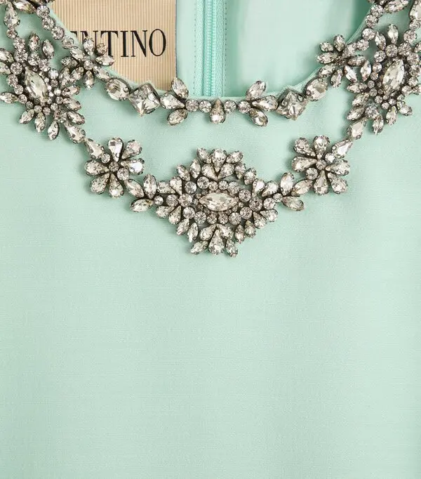 Valentino Garavani Wool-silk Crepe Embellished Midi Dress - Green