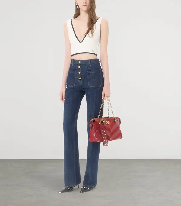 Valentino Garavani Patch Pocket High-rise Jeans - Blue