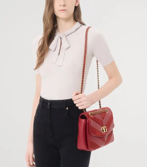 Valentino Garavani Virgin Wool T-shirt With Rhinestone Embellishment And Tie Detail