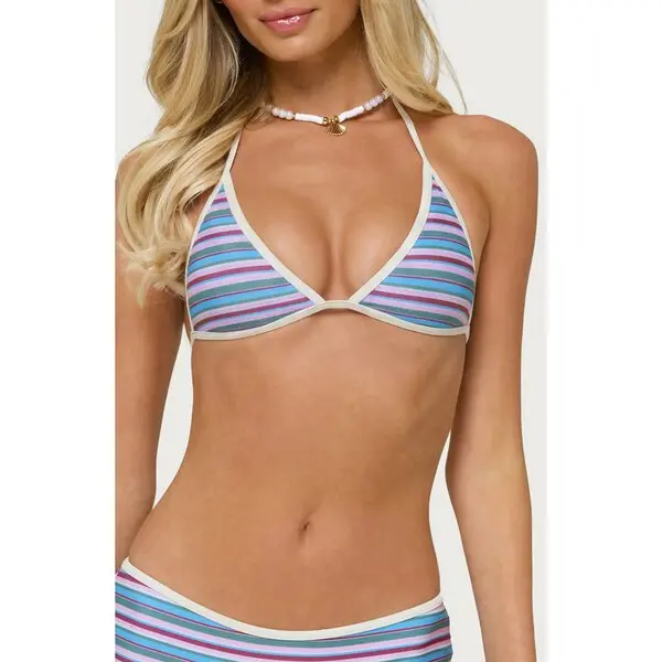 EDIKTED Striped Triangle Bikini Top - Mix