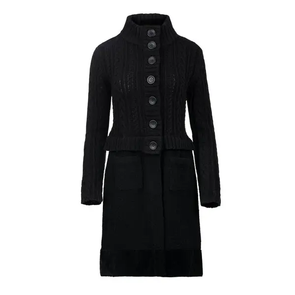 CONQUISTA Jacquard & Boucle Knit Button-up Dress With Patch Pockets