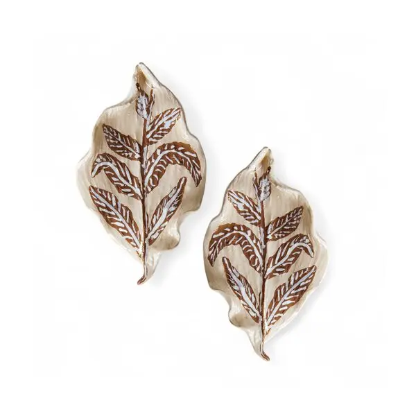 SUNSET MAGIC STUDIO Nerine Hand-painted Leaf Earrings - Yellow