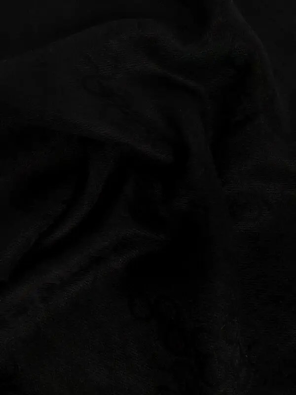FERRAGAMO Gancini-monogram Frayed Scarf - Black