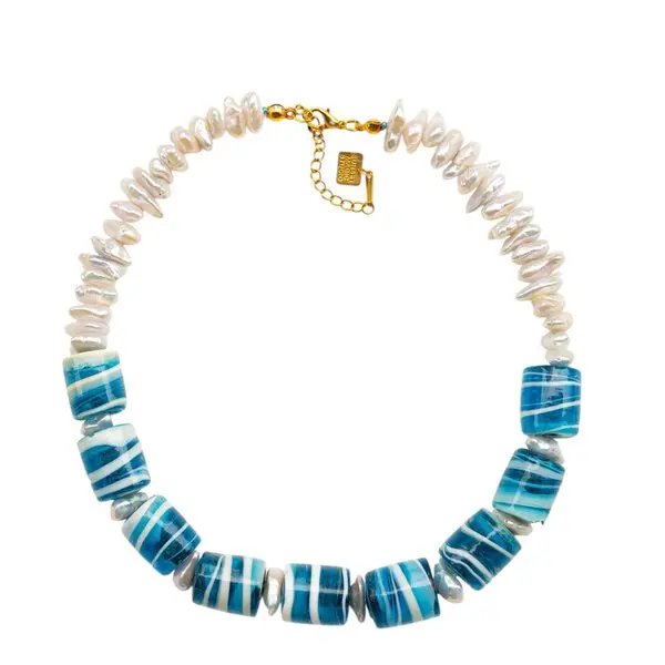 SUNSET MAGIC STUDIO Pearl And Murano Glass Beaded Necklace - Yellow