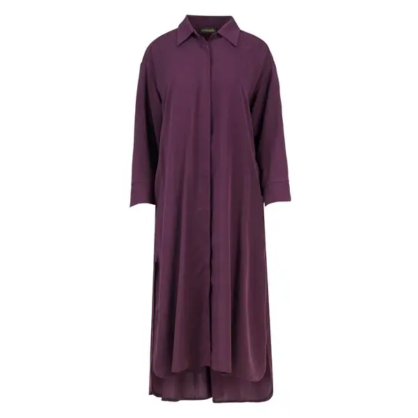 CONQUISTA Burgundy Midi Dress With Side Slits