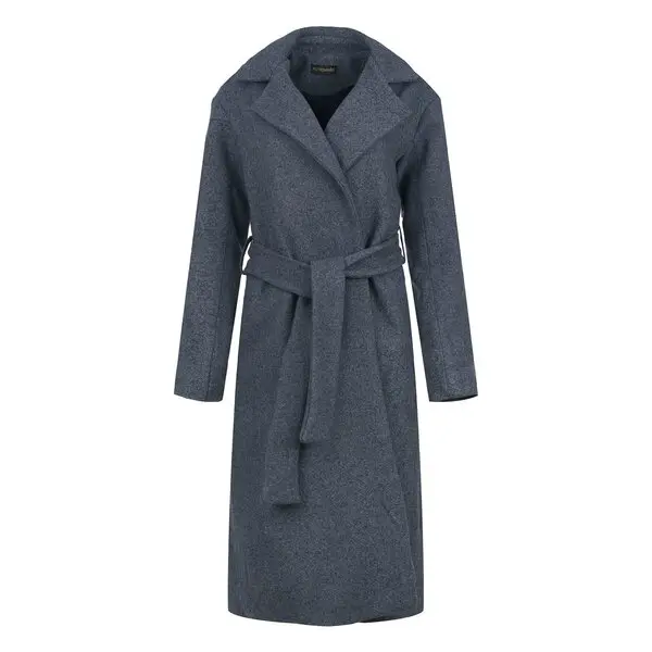 CONQUISTA Wool-cotton Blend Coat With Shawl Collar And Belt