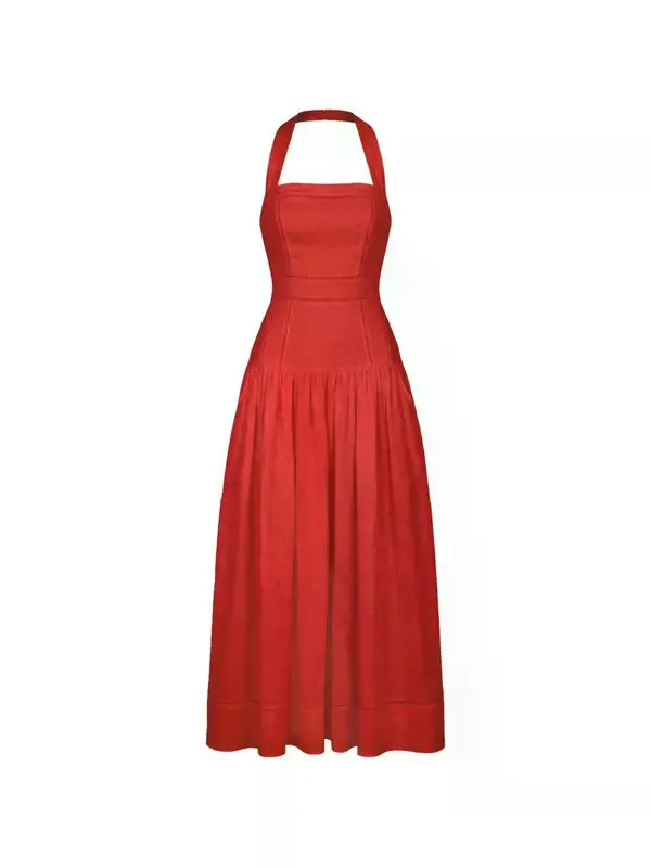 NICHOLAS Vivianne Halterneck Midi Dress - Red