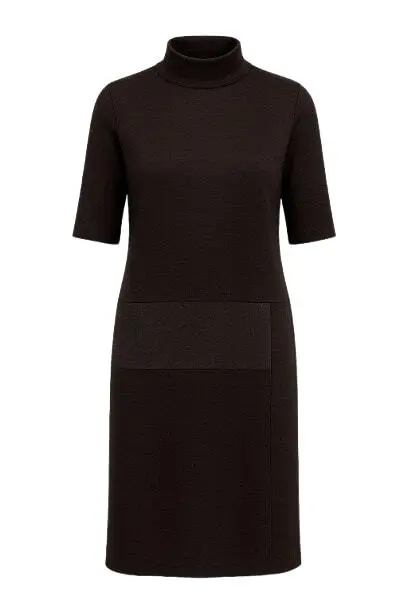 CONQUISTA Elbow Sleeve Punto Di Roma Dress - Brown