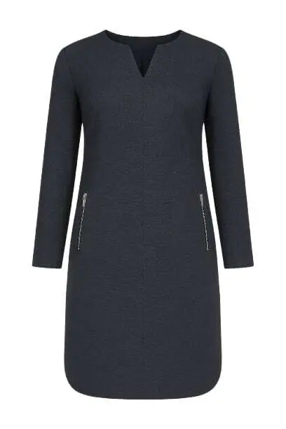 CONQUISTA Long Sleeve Shift Dress With Rounded Hemline