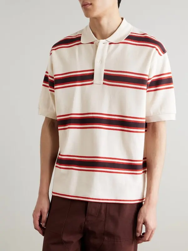 Nn07 Valentin 30047 Striped Organic Cotton-piqué Polo Shirt - Red