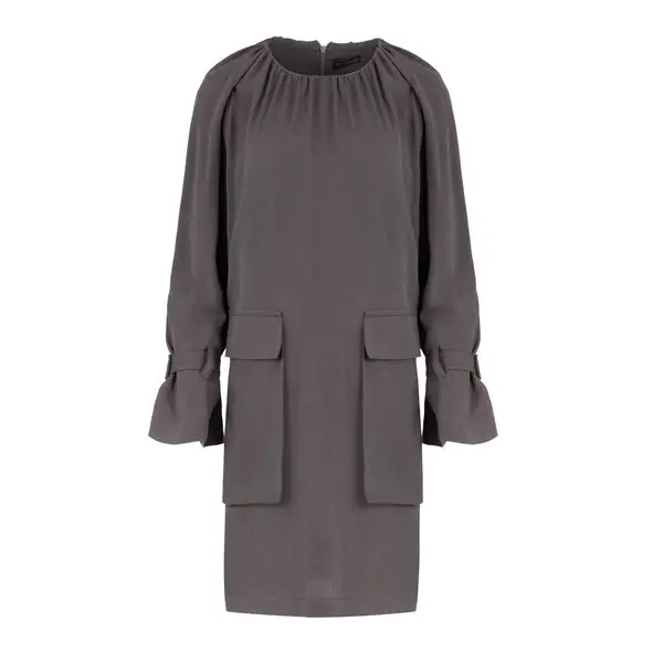 CONQUISTA Dark Pocket Detail Tencel Dress - Grey