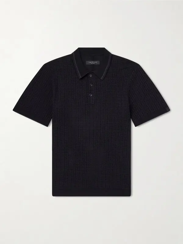 Rag & Bone Harvey Ribbed Cotton-blend Polo Shirt