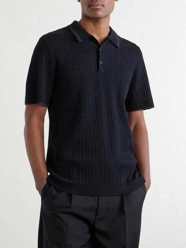 Rag & Bone Harvey Ribbed Cotton-blend Polo Shirt