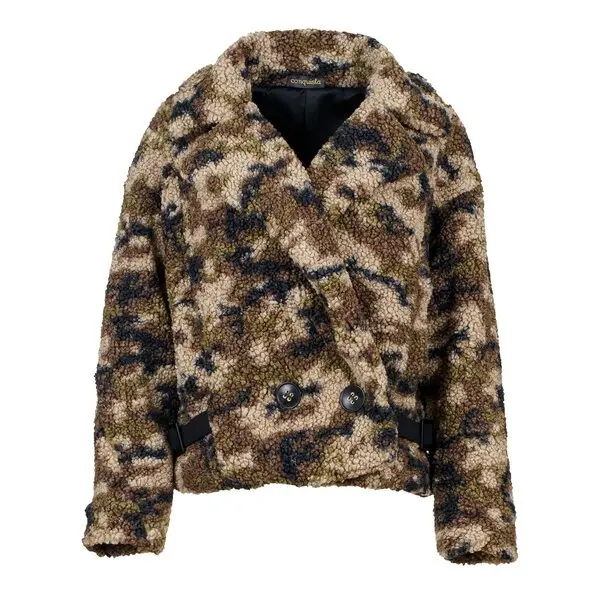 CONQUISTA Print Faux Fur Jacket