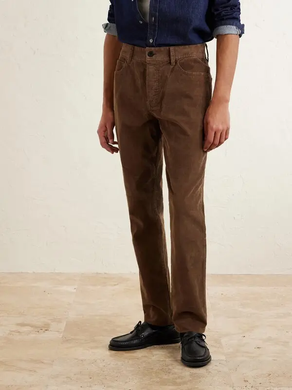 JAMES PERSE Slim-fit Straight-leg Cotton-blend Corduroy Trousers - Brown