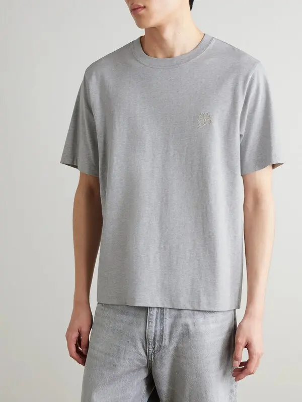 Nn07 Jett 30026 Embroidered Organic Cotton-jersey T-shirt - Gray
