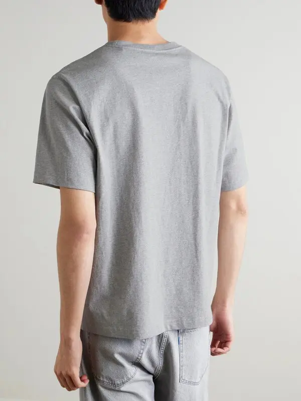 Nn07 Jett 30026 Embroidered Organic Cotton-jersey T-shirt - Gray