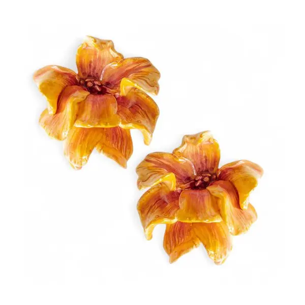 SUNSET MAGIC STUDIO Therresa Big Floral Dimensional Earrings - Orange