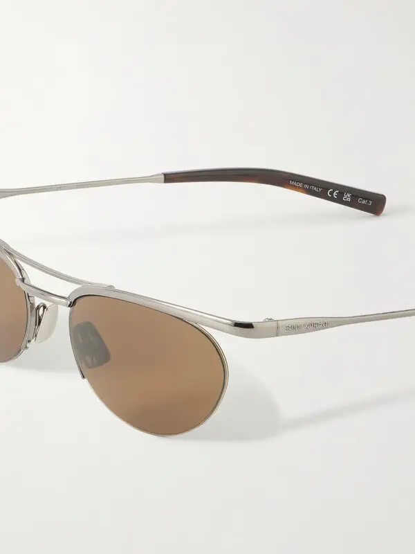 Saint Laurent Tone Round-frame Sunglasses - Silver