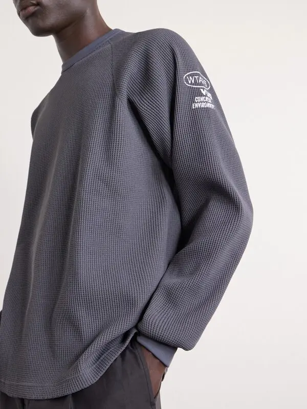 WTAPS Logo-detailed Waffle-knit T-shirt