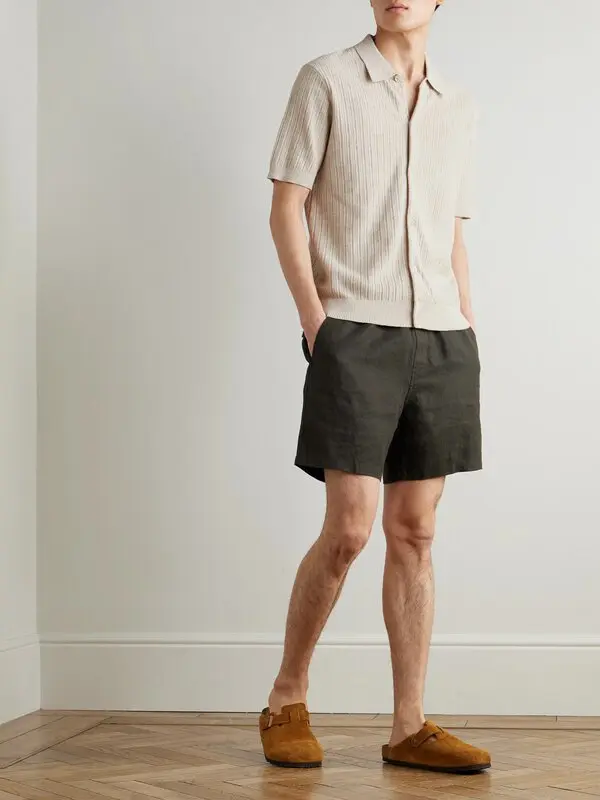 Nn07 Nolan 6695 Textured-knit Organic Cotton Shirt - Neutrals