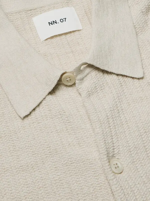 Nn07 Nolan 6695 Textured-knit Organic Cotton Shirt - Neutrals