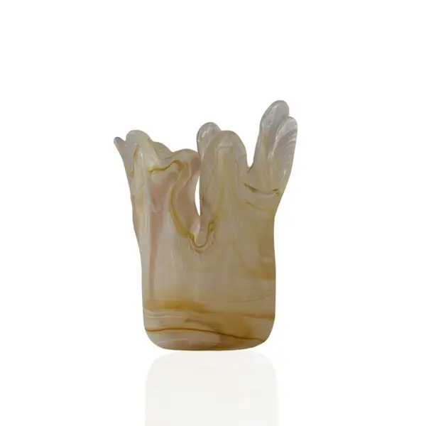MARLETH Amber Amorphous Frosted Glass Vase - Yellow