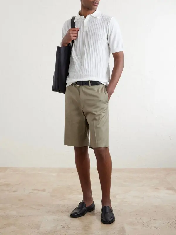 DE PETRILLO Straight-leg Cotton-blend Twill Shorts