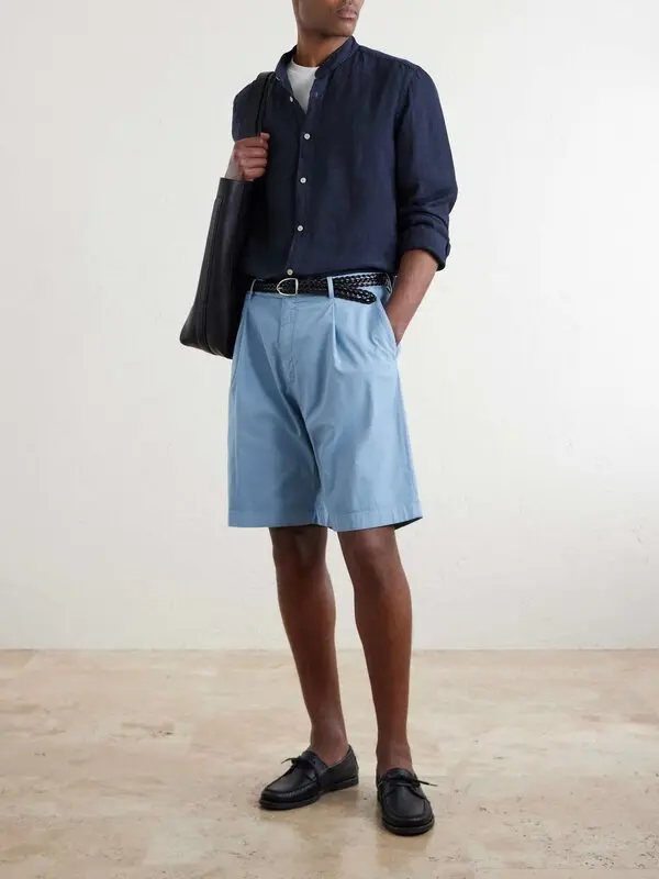 Boglioli Pleated Cotton-blend Shorts