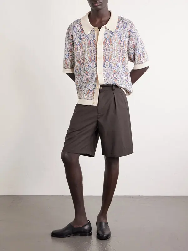 CORRIDOR Jacquard-knitted Cotton Shirt - Neutrals