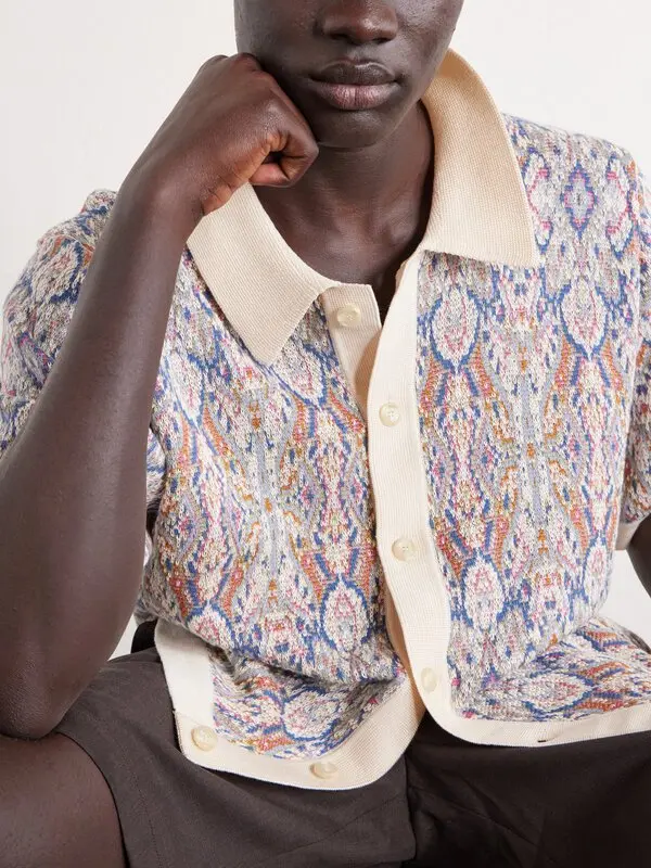 CORRIDOR Jacquard-knitted Cotton Shirt - Neutrals