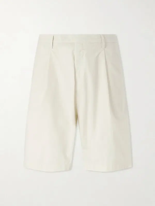 Boglioli Pleated Cotton-blend Poplin Shorts - Neutrals