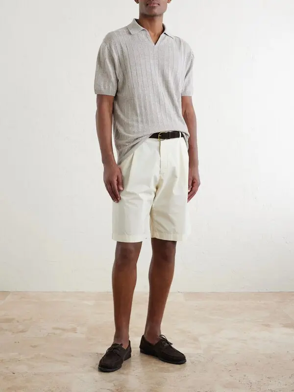Boglioli Pleated Cotton-blend Poplin Shorts