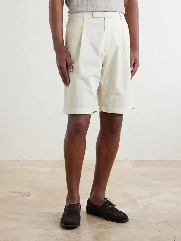 Boglioli Pleated Cotton-blend Poplin Shorts