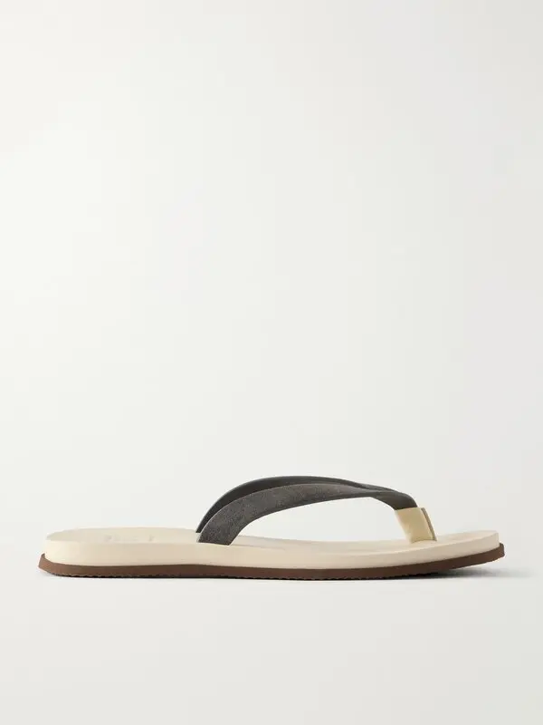 Brunello Cucinelli Suede Flip Flops - Gray