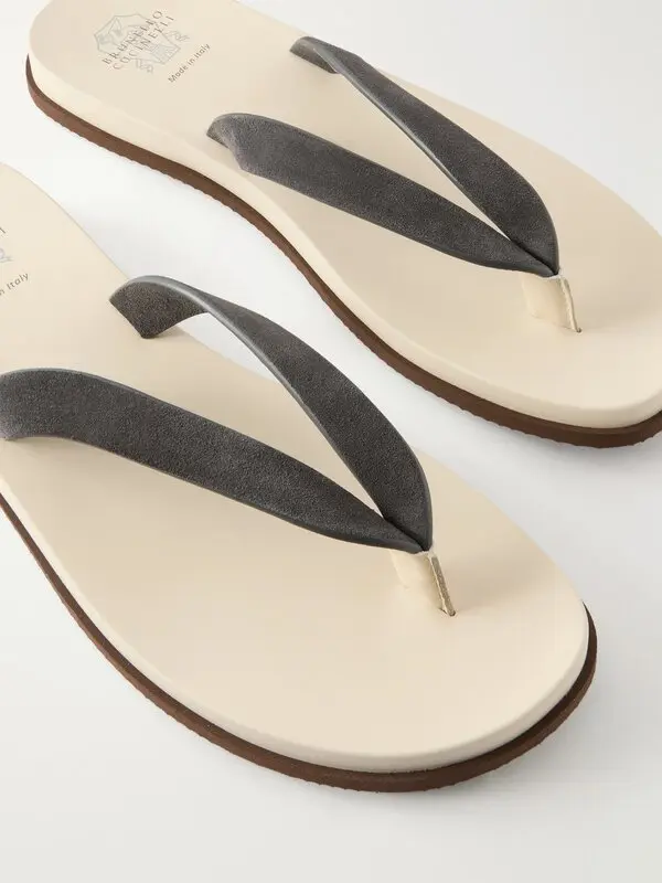 Brunello Cucinelli Suede Flip Flops - Gray
